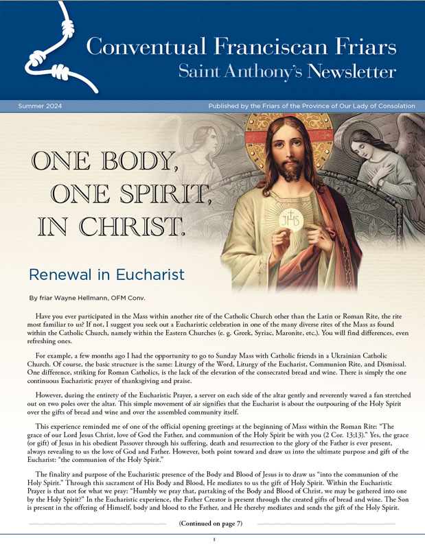 2024 – Summer Newsletter – One Body, One Spirit, In Christ - Conventual ...